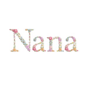 Machine Embroidery Design NANA 23cm / 8.95" Floral Letters LARGE HOOP ...