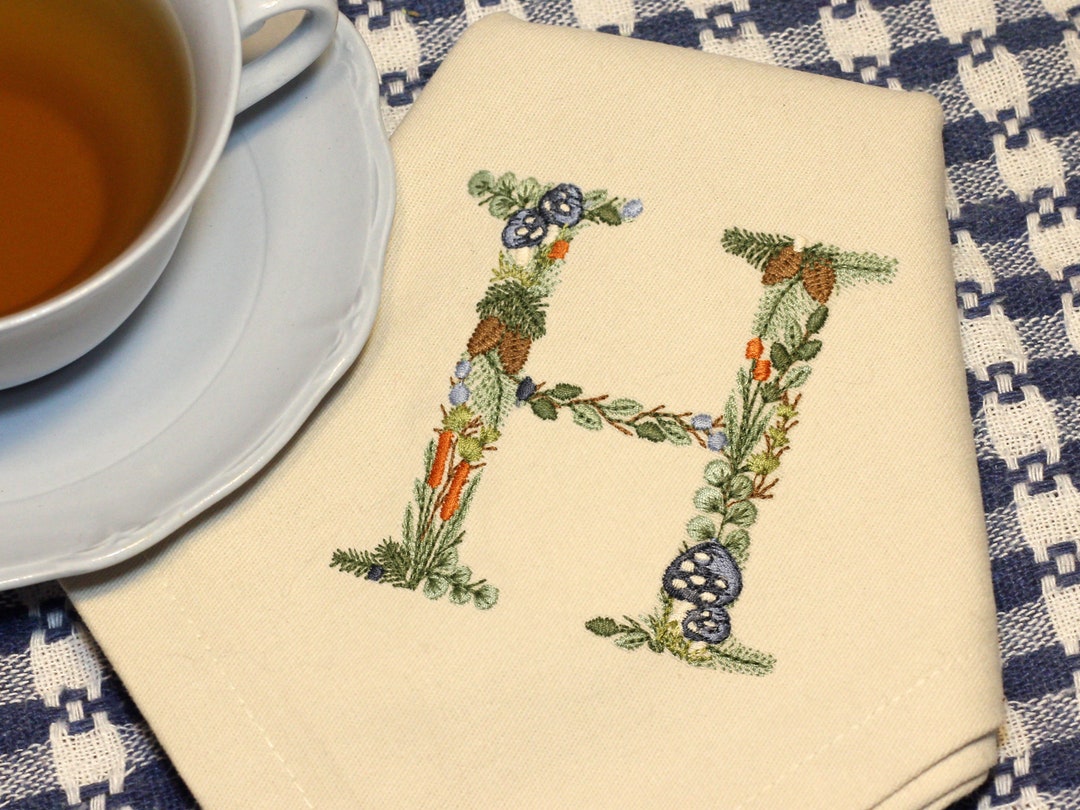 Machine Embroidery LETTER H Uppercase 3"/7,5 Cm Forest Font Woodland ...