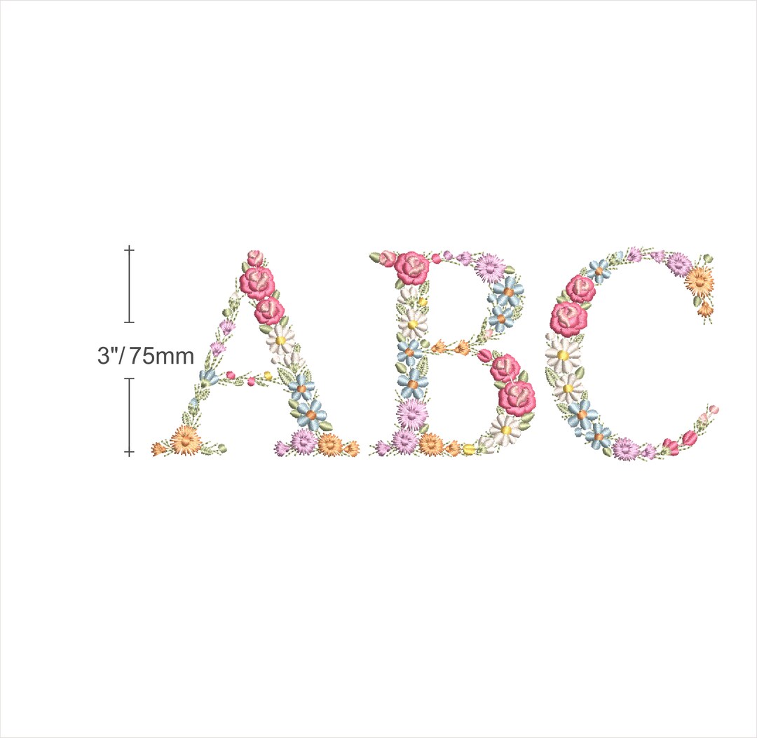 Machine Embroidery UPPERCASE ALPHABET 4x4 Hoop Heirloom Floral Font ...