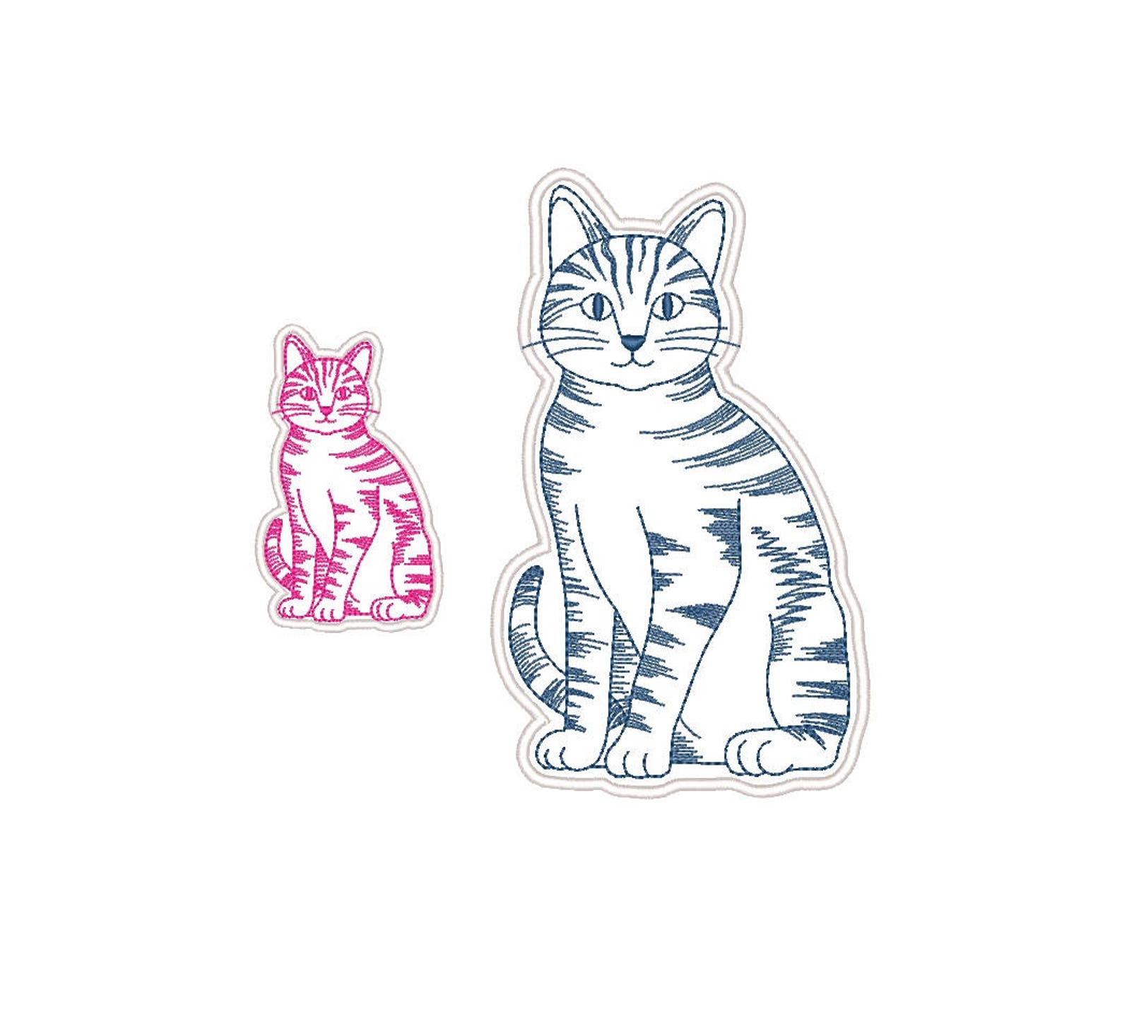 Tabby Cat Patch Machine Embroidery Design. Modern Redwork/blackwork ...