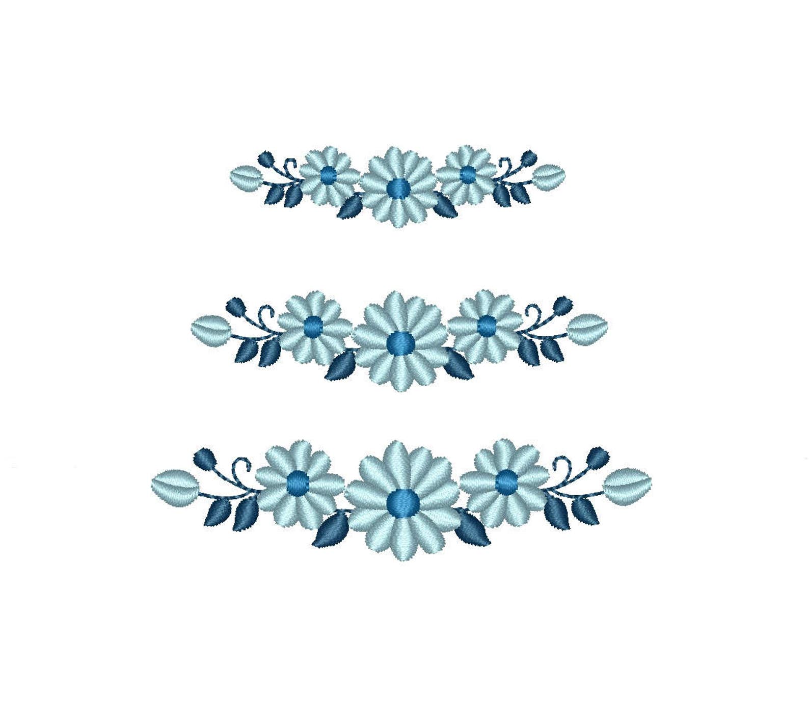 Small Flowers Border Border of Daisies Machine Embroidery Design. 3 ...