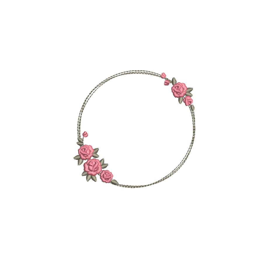 Dainty Wreath of Roses Monogram Frame Machine Embroidery - Etsy
