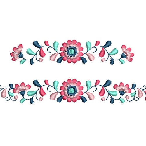 Floral Border Machine Embroidery Design. 2 Sizes. Instant - Etsy