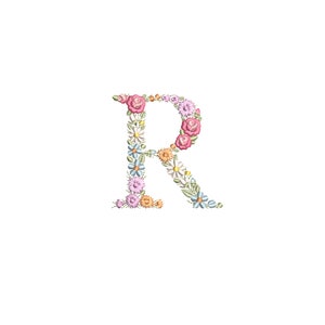 Machine Embroidery LETTER R Uppercase 3/7,5 Cm Dainty Floral Font ...