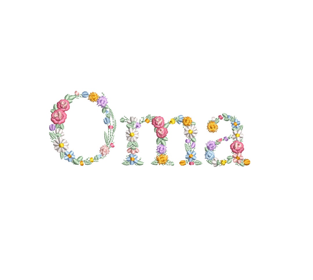 Machine Embroidery Design oma in Floral Letters - Etsy