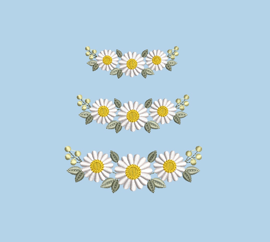 Machine Embroidery Design Small Curved Border of Daisies 4x4 Hoop Daisy ...