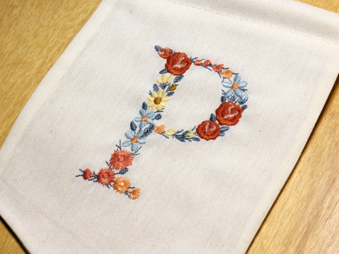 Machine Embroidery LETTER P Uppercase 3"/7,5 Cm Dainty Floral Font ...