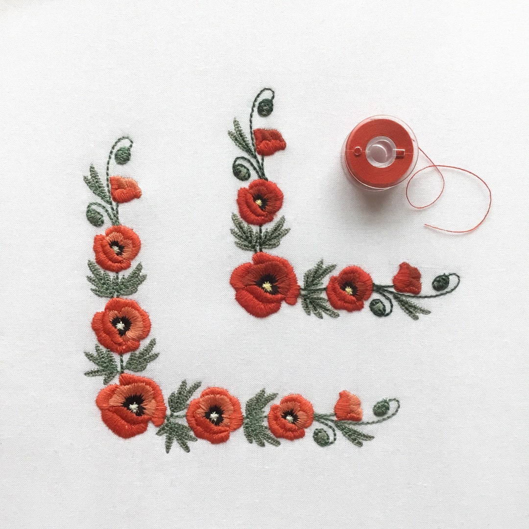Corner of Poppies Machine Embroidery Design - Remembrance Day ...