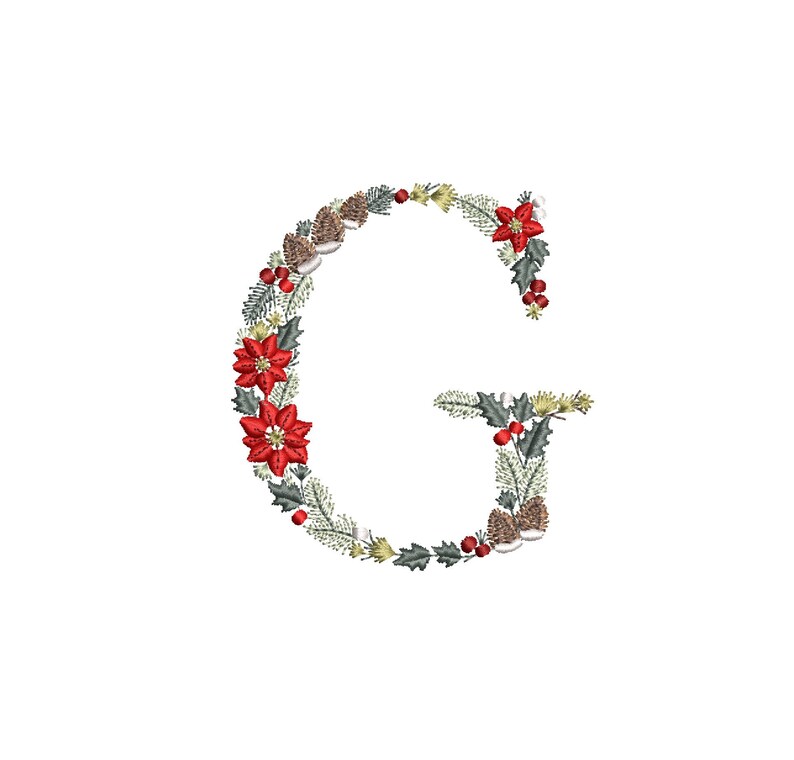 Machine Embroidery Christmas Letter G 4x4 Hoop Xmas Festive - Etsy