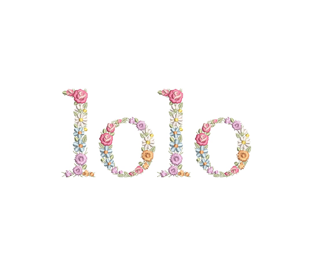 Machine Embroidery Design Lolo in Floral Letters 5x7 - Etsy