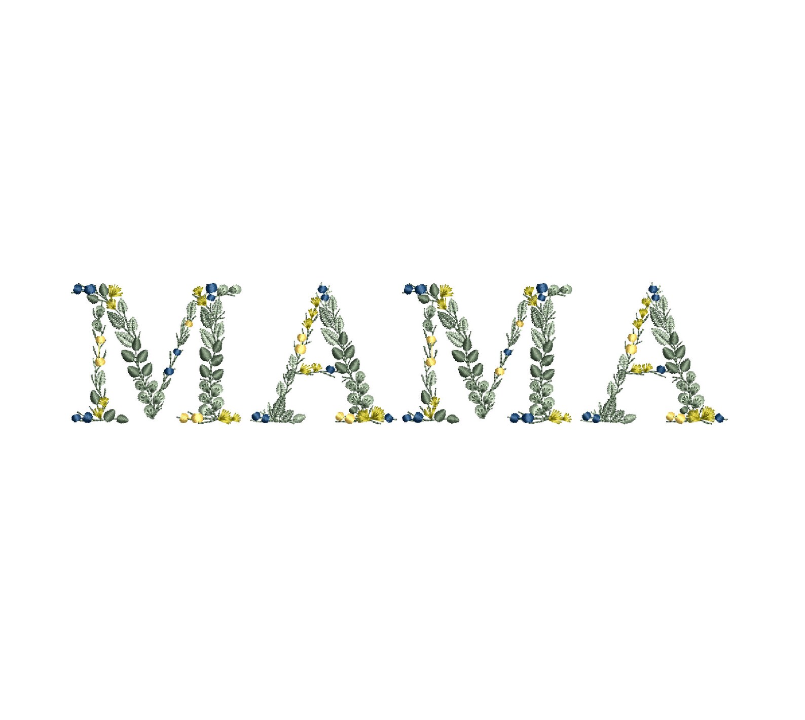 Machine Embroidery Design MAMA in Botanical Letters LARGE HOOP - Etsy