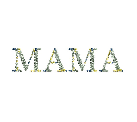 Machine Embroidery Design MAMA in Botanical Letters LARGE HOOP - Etsy
