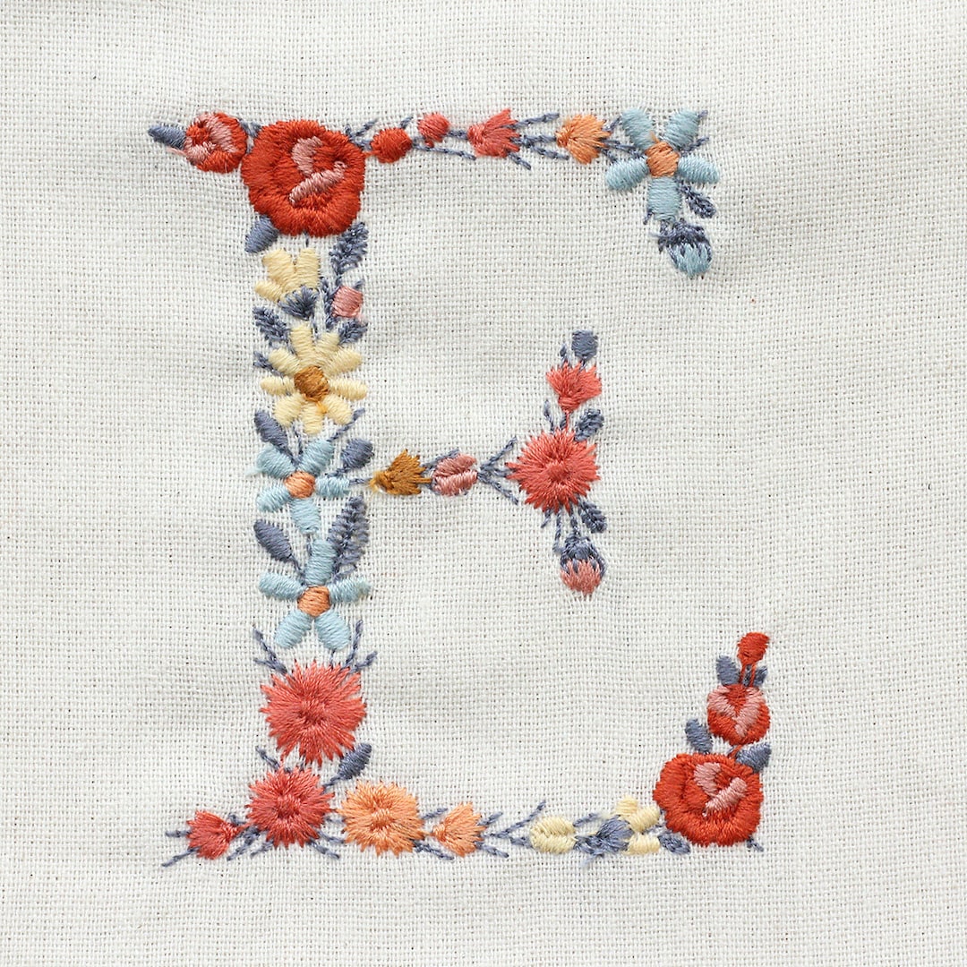 Machine Embroidery LETTER E Uppercase 3/7,5 Cm Dainty Floral Font ...