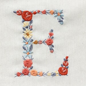 Machine Embroidery LETTER E Uppercase 3"/7,5 Cm Dainty Floral Font ...
