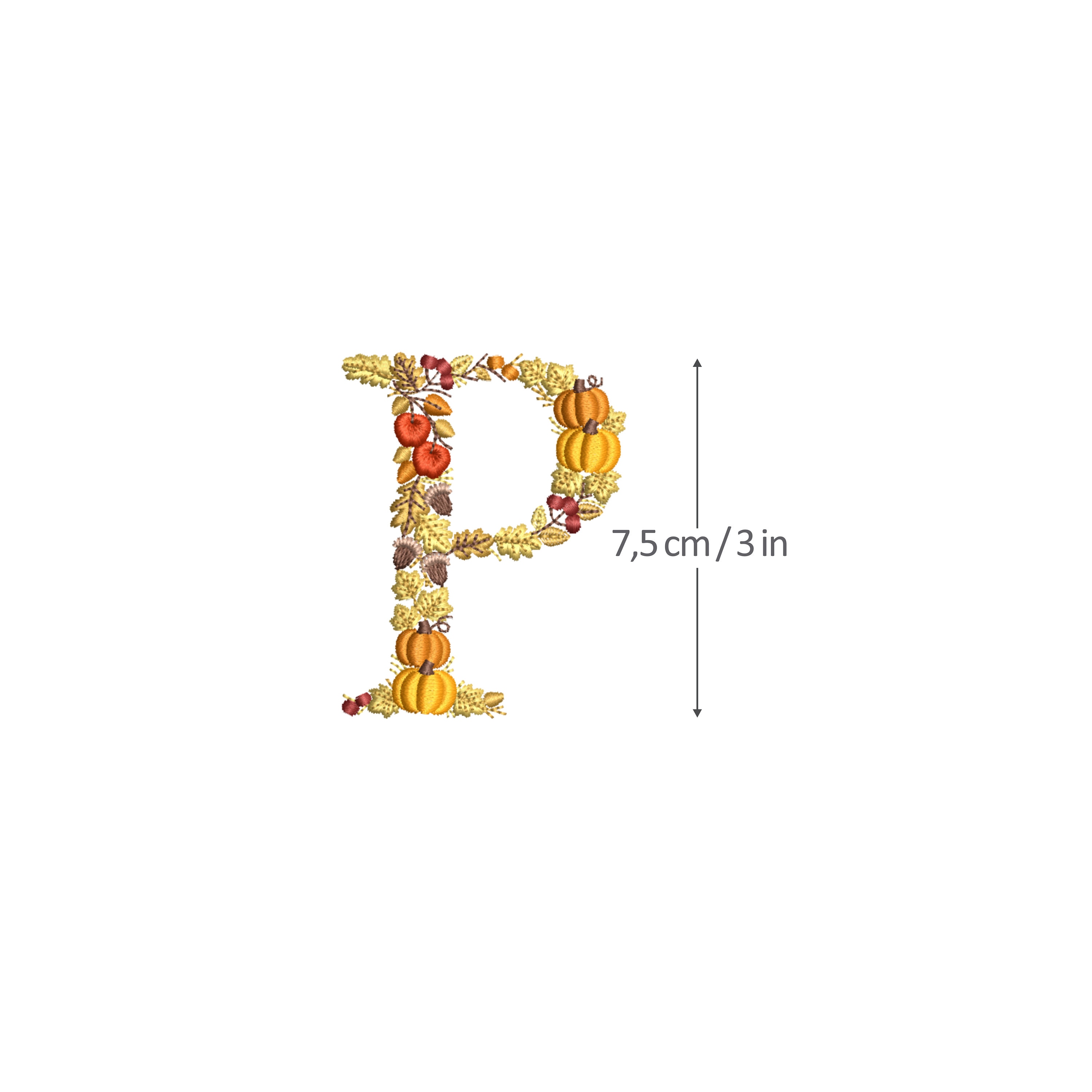 Machine Embroidery LETTER P Uppercase 3"/7,5 Cm Thanksgiving Font ...
