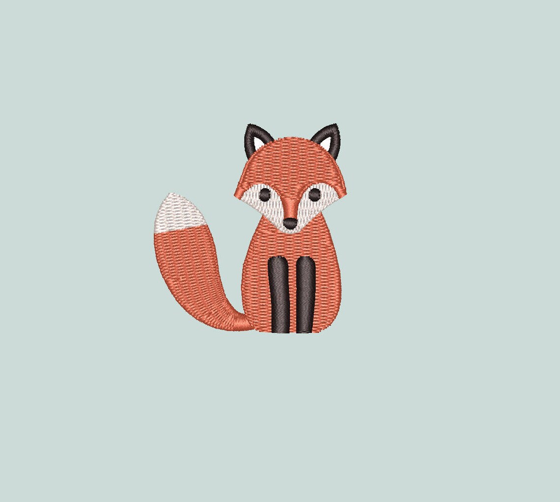 Cute Little Fox Machine Embroidery Design. Mini Filled - Etsy