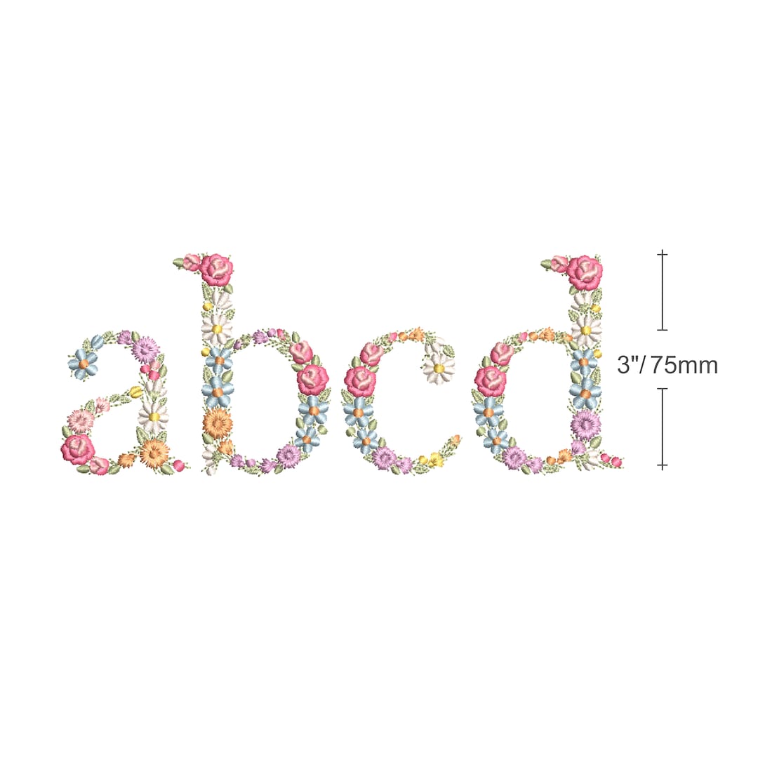 Machine Embroidery Floral Alphabet Letters With Flowers LOWERCASE ONLY ...