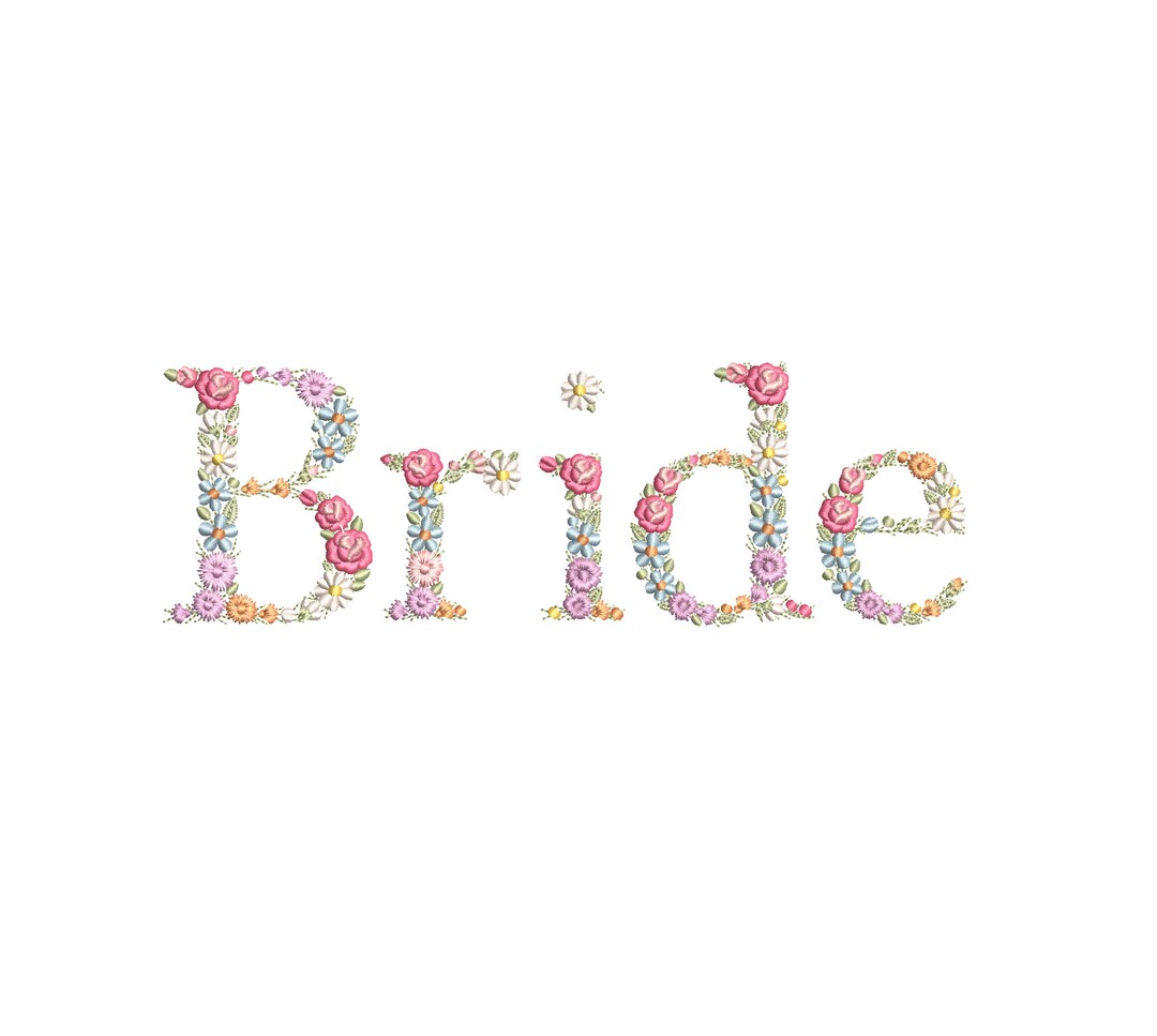 Machine Embroidery Design Bride in Floral Letters 10 Inch HOOP Dainty ...