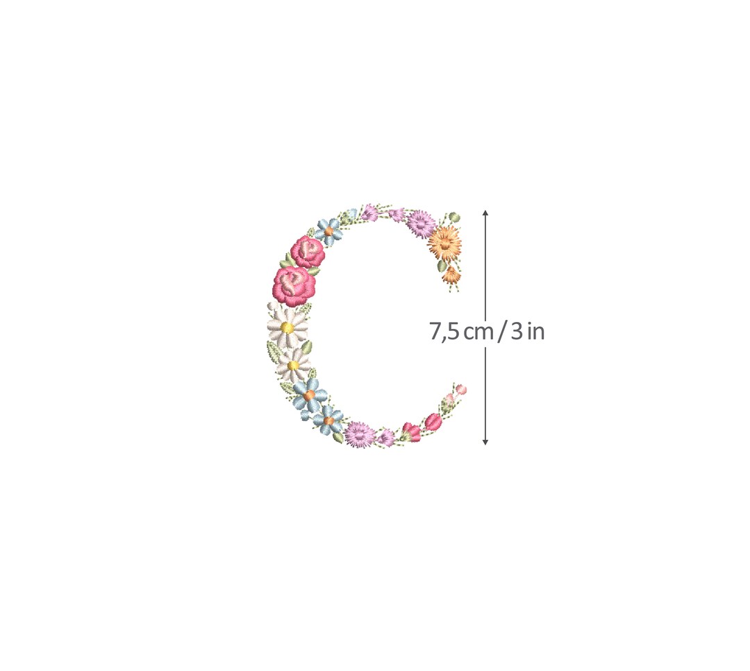 Machine Embroidery LETTER C Uppercase 3/75 Cm Dainty - Etsy