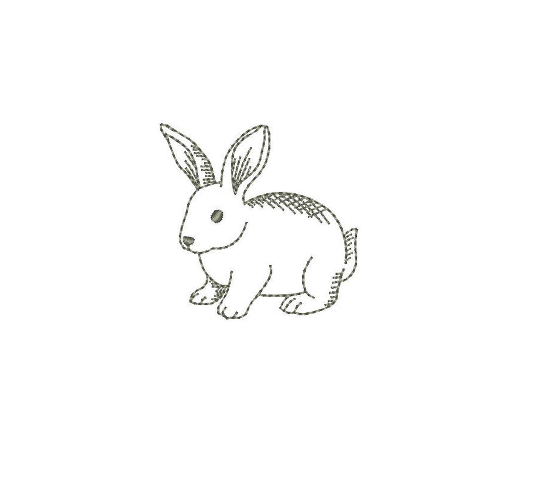 Rabbit / Bunny Linework Embroidery. Easter Redwork Machine Embroidery ...