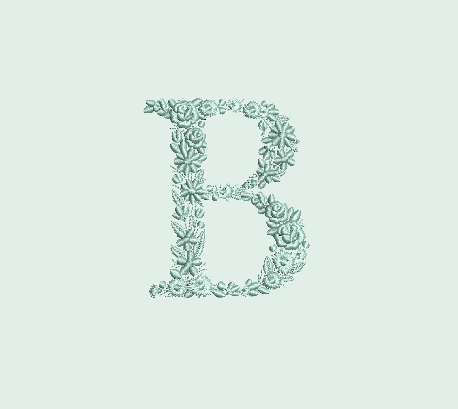 Machine Embroidery LETTER B Uppercase 10cm / 4" Tall Dainty Floral Font ...