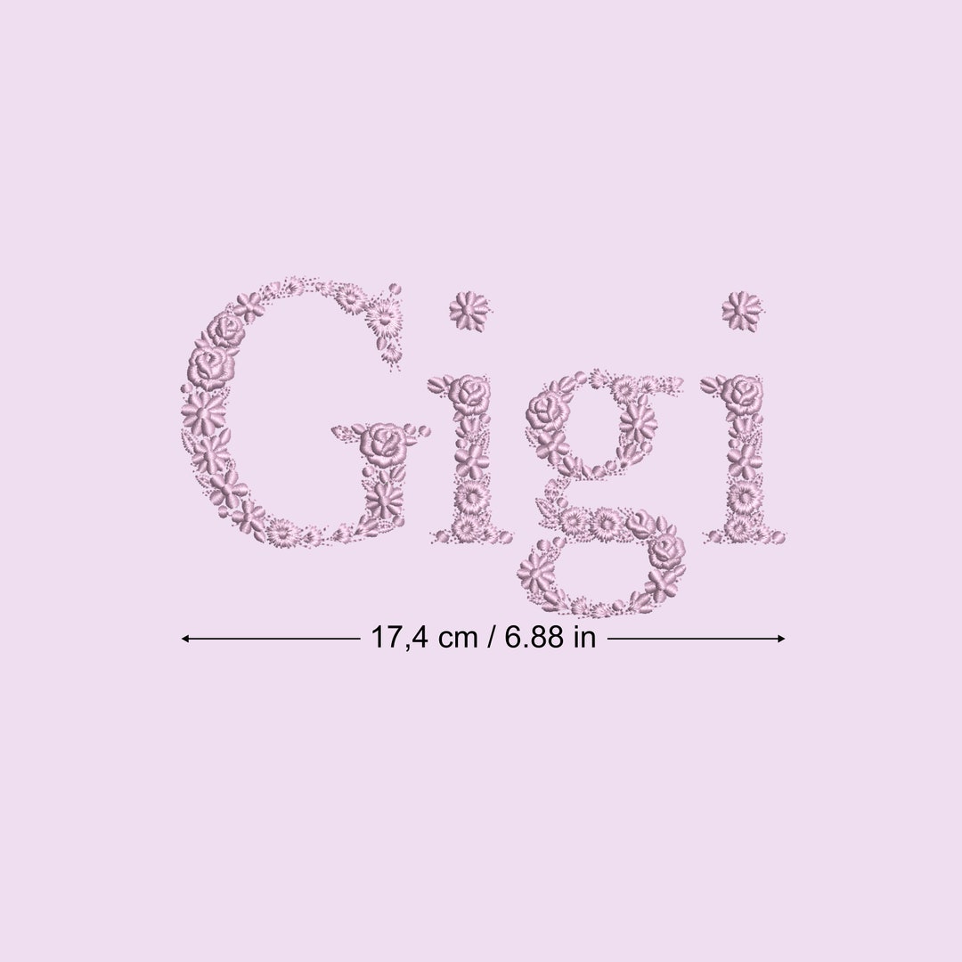 Machine Embroidery Design GIGI 5X7 HOOP Grandma Floral Letters Dainty ...