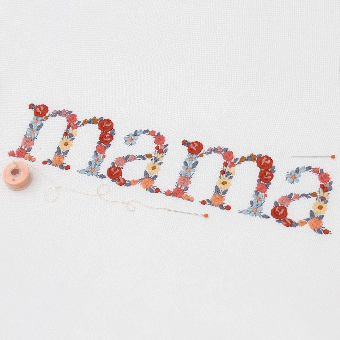Machine Embroidery Design 25cm/9.87" MAMA Floral Letters Dainty ...