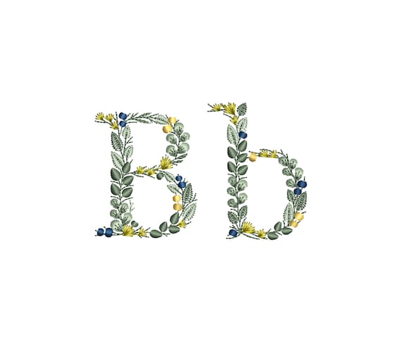 Machine Embroidery Design Small Letter B of Leaves Dainty | Etsy