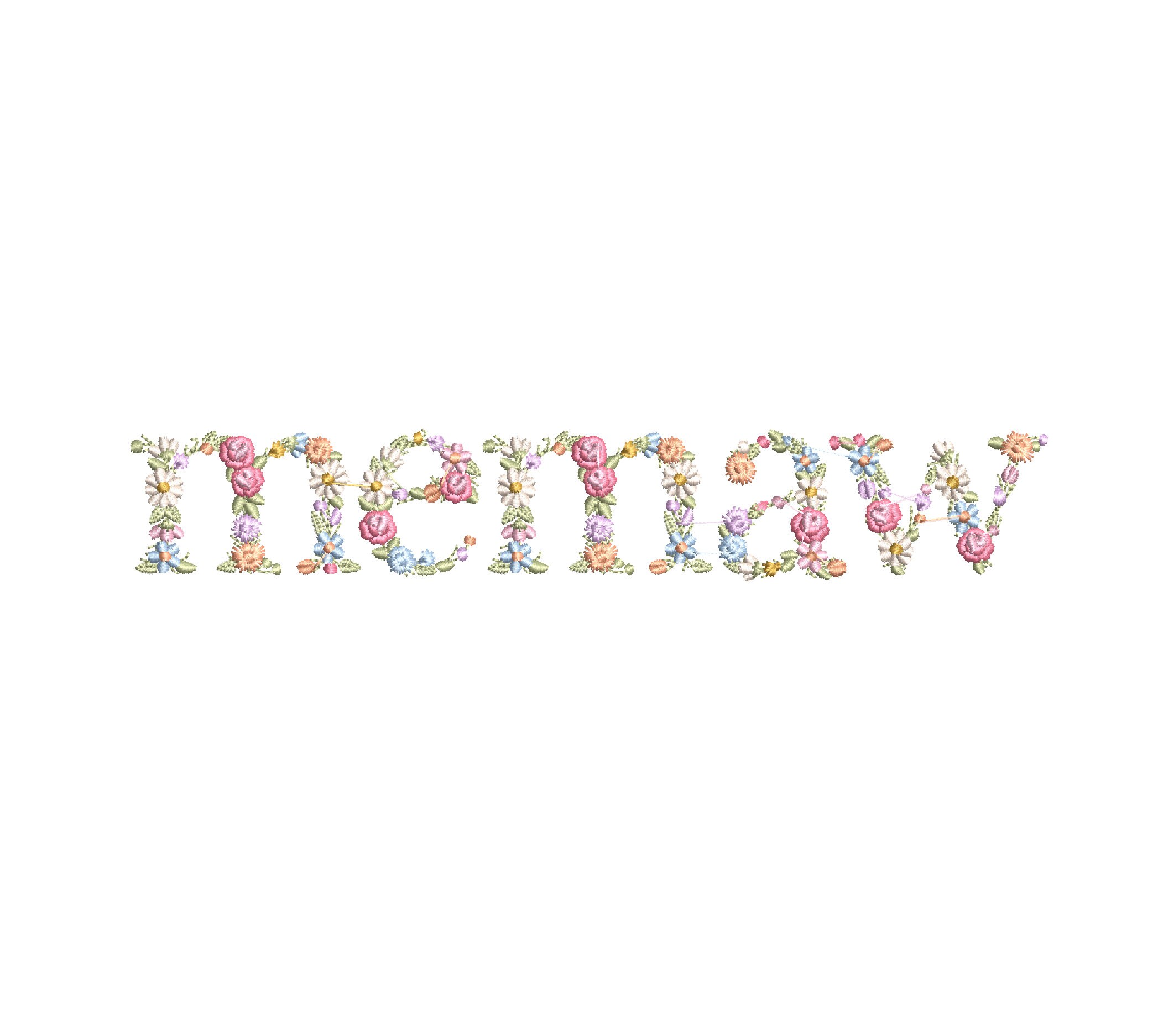 Machine Embroidery Design MEMAW in Floral Letters Dainty - Etsy