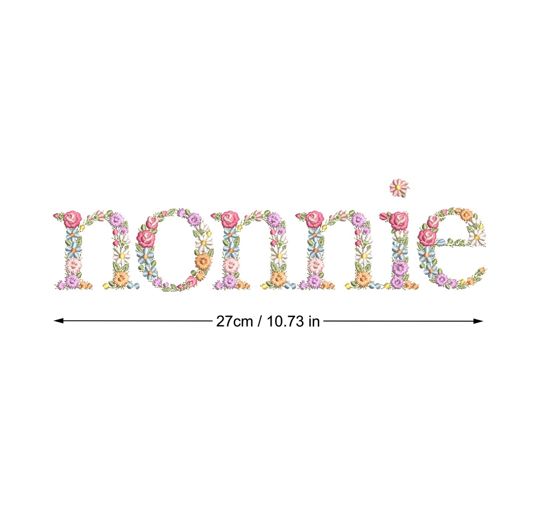 Machine Embroidery Design NONNIE 11" /28cm HOOP Floral Letters Dainty ...