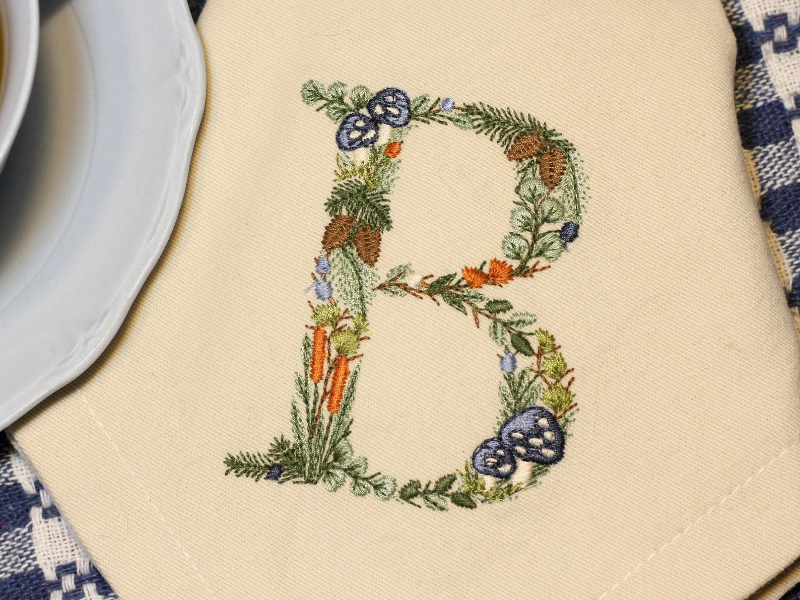 Machine Embroidery LETTER B Uppercase 3"/7,5 Cm Forest Font Woodland ...