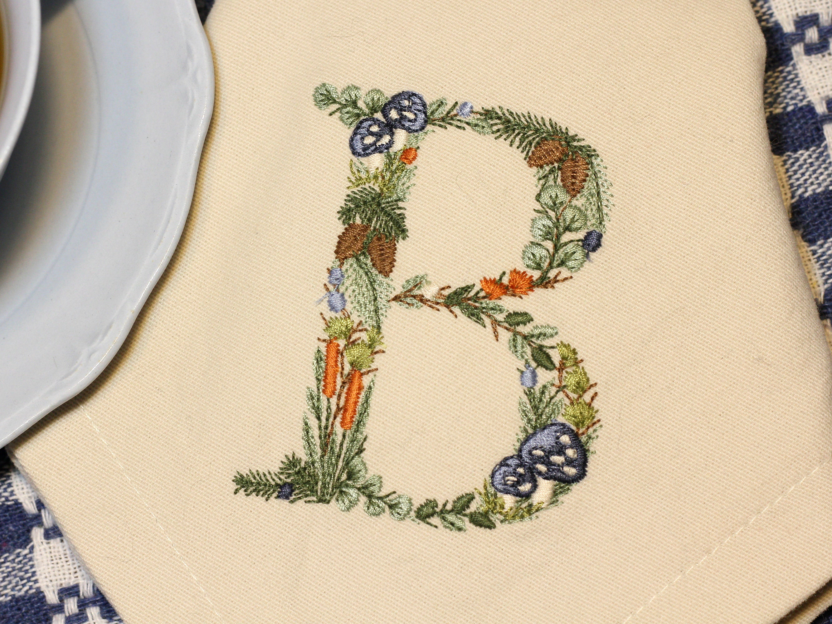 Machine Embroidery LETTER B Uppercase 3"/7,5 Cm Forest Font Woodland ...