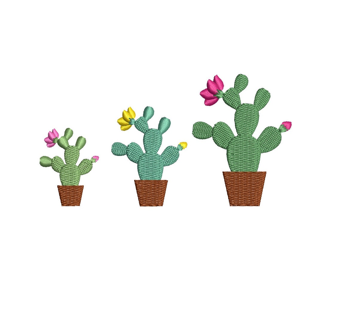 Mini Cactus Machine Embroidery Design. 3 Sizes. Instant | Etsy