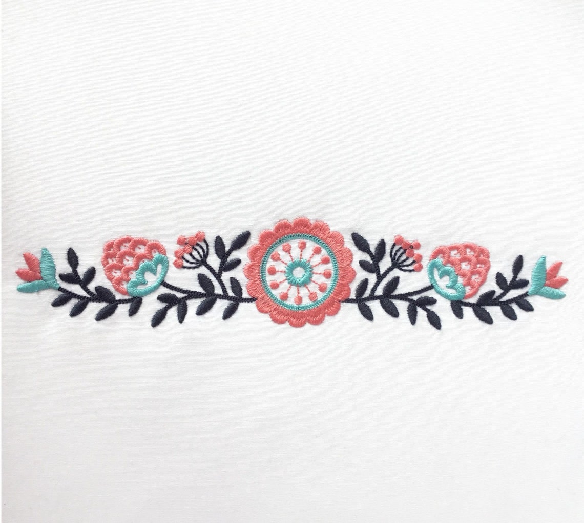Machine Embroidery Design Folk Floral Border. Folk Border - Etsy