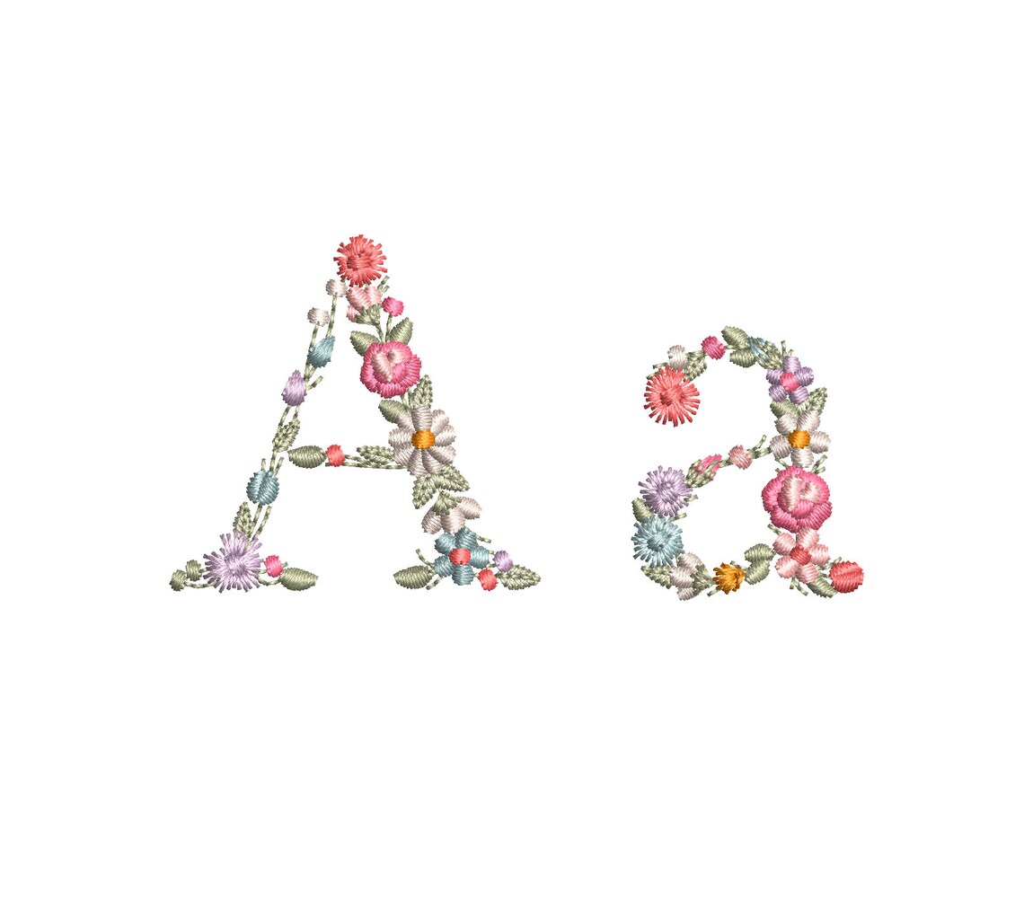Machine Embroidery Design Small Floral Letter A Dainty Flower Font ...