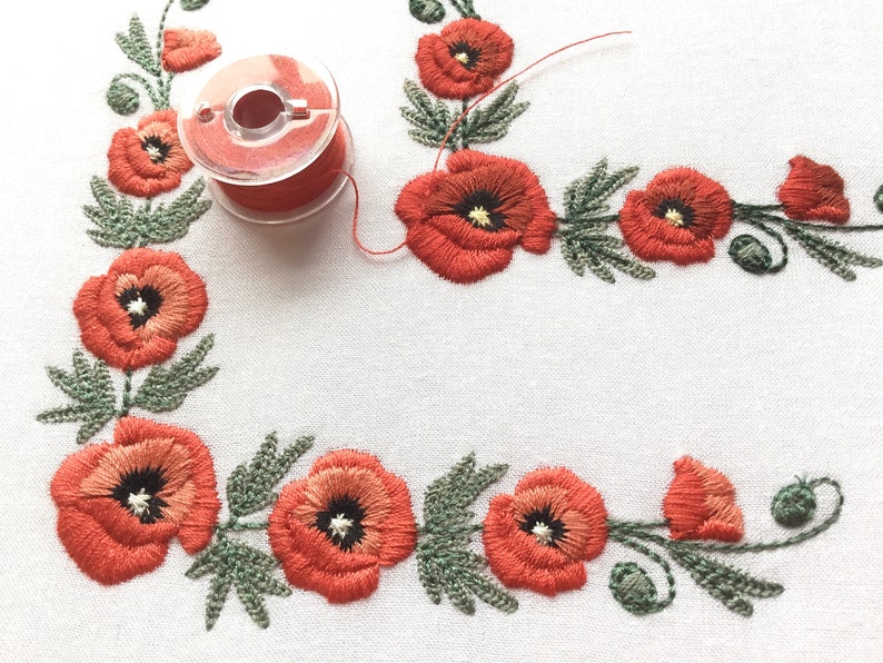 Corner of Poppies Machine Embroidery Design - Remembrance Day ...