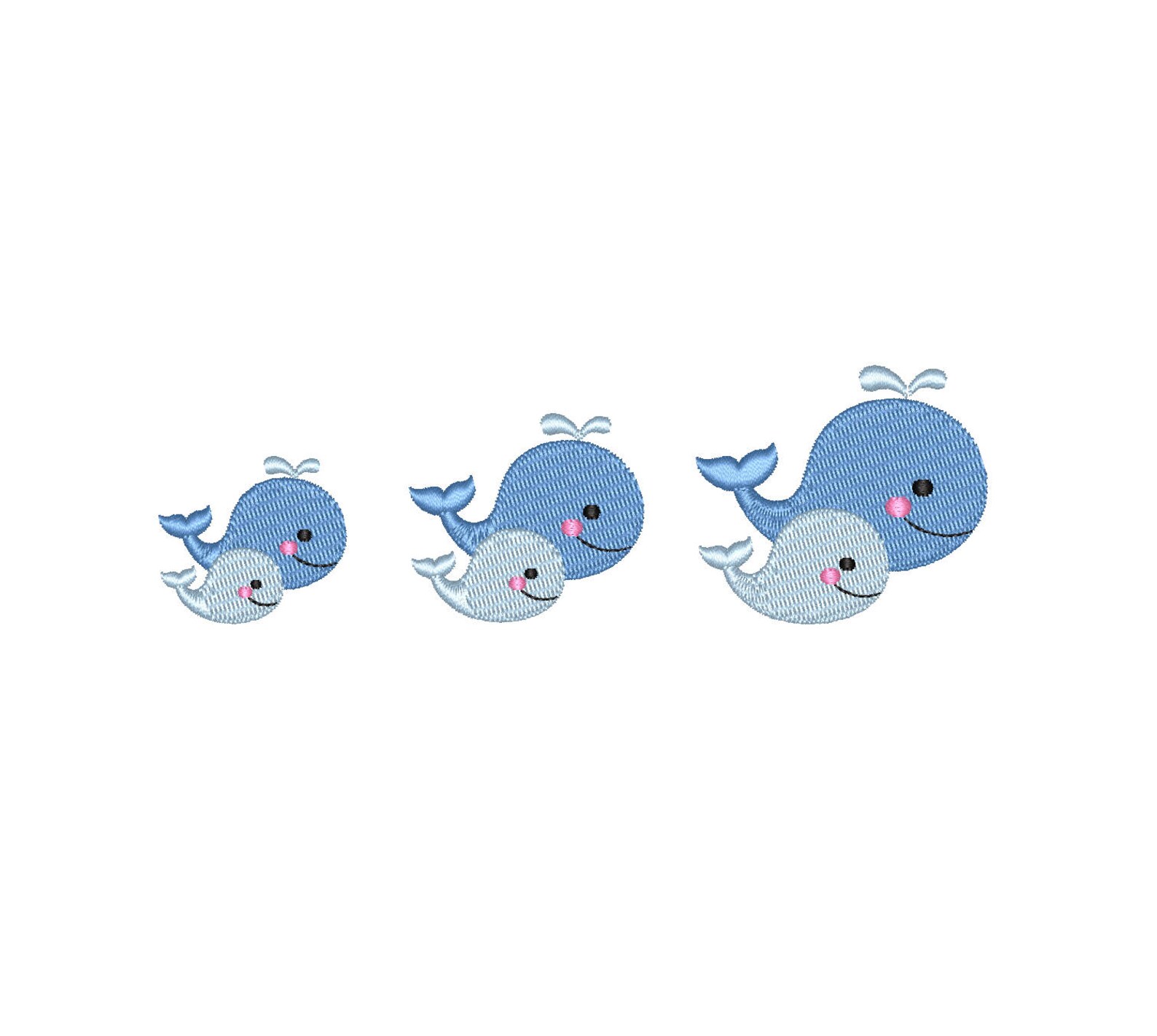 Mini Whales - Small Filled Machine Embroidery Design. 3 Sizes (4x4 Hoop ...