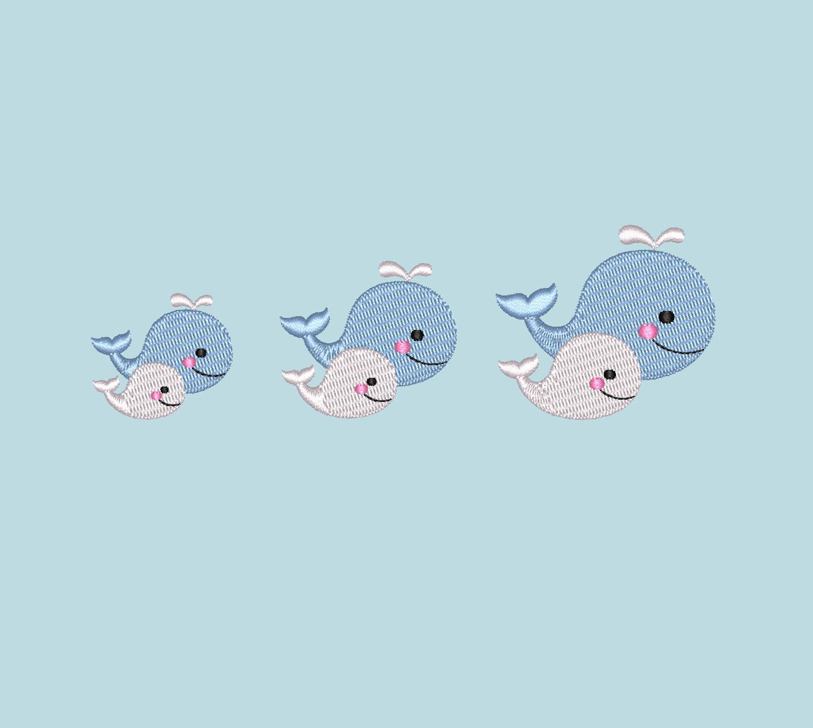 Mini Whales - Small Filled Machine Embroidery Design. 3 Sizes (4x4 Hoop ...