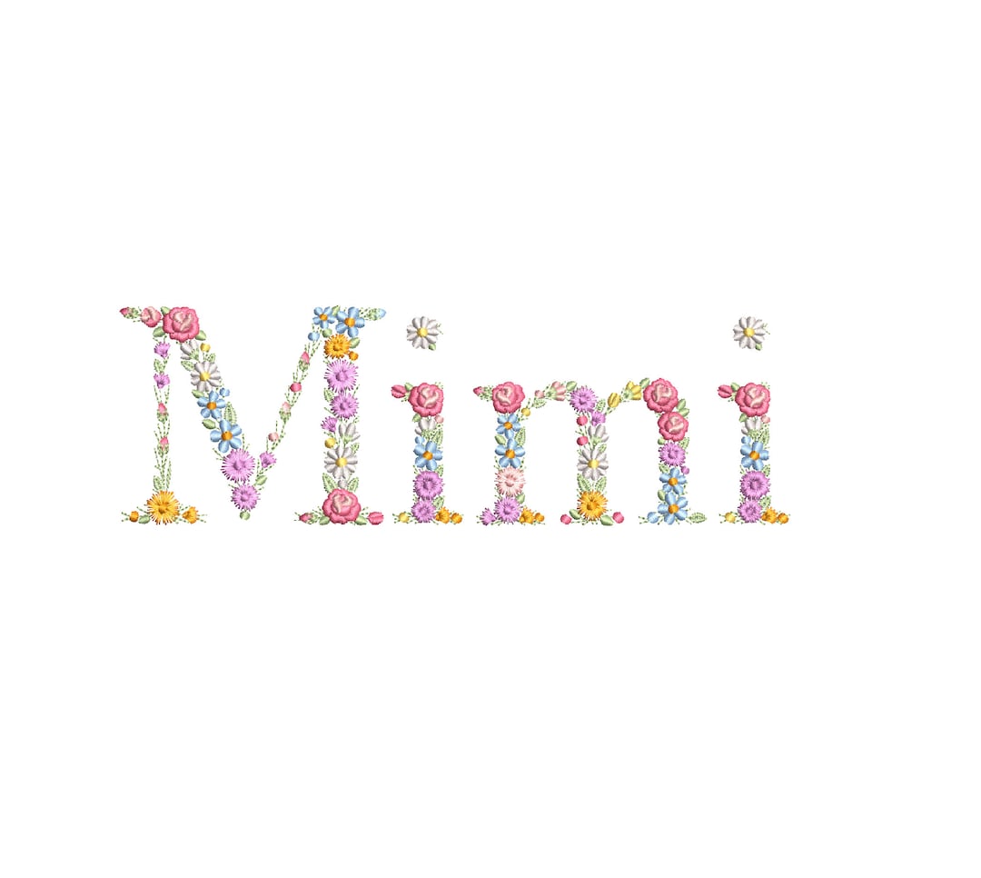 Machine Embroidery Design MIMI 9.12"/ 23cm Grandma Floral Letters ...