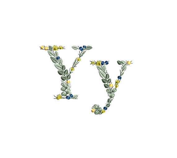 Machine Embroidery Design Small Letter Y With Leaves Dainty - Etsy