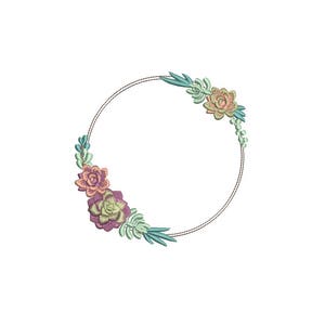 Wreath of Succulents Machine Embroidery Design. Succulent Plants ...