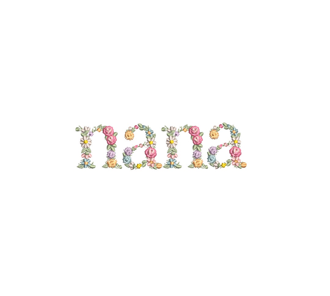 Machine Embroidery Design NANA 12cm/4.73 Floral Letters 5X7 HOOP Dainty ...