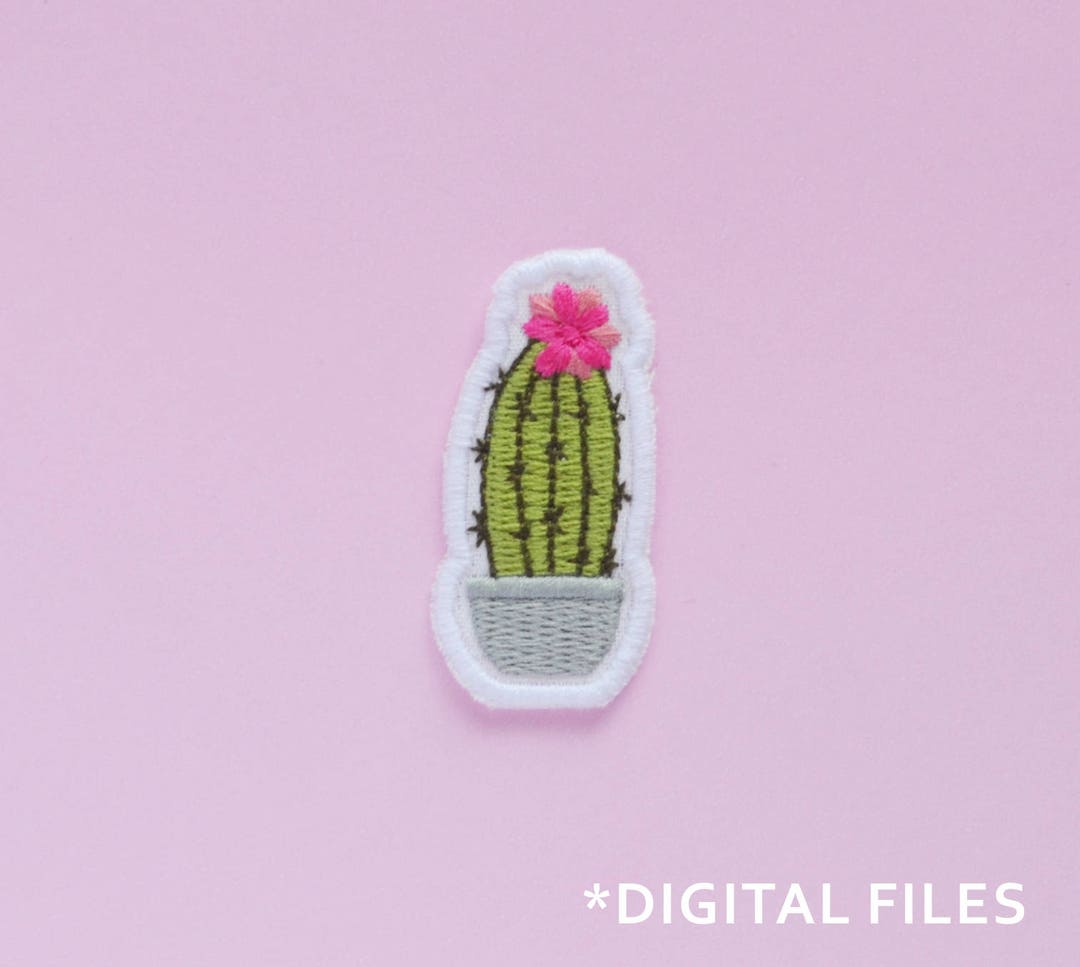 Machine Embroidery Design- Small Cactus and Flower- Mini Cactus Patch ...