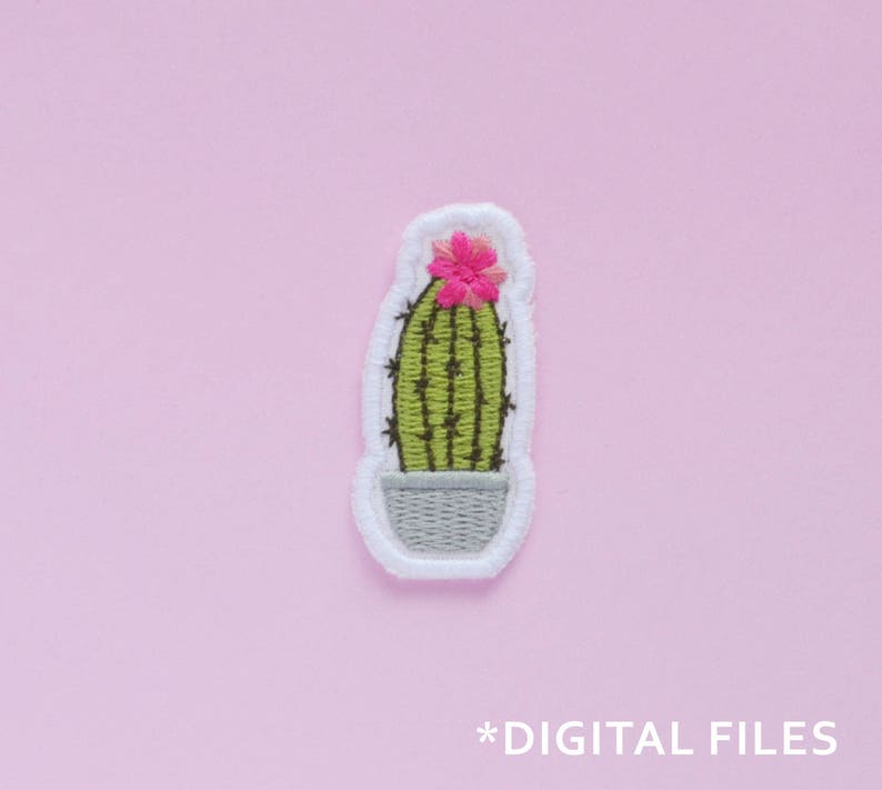 Machine Embroidery Design Small Cactus and Flower Mini - Etsy