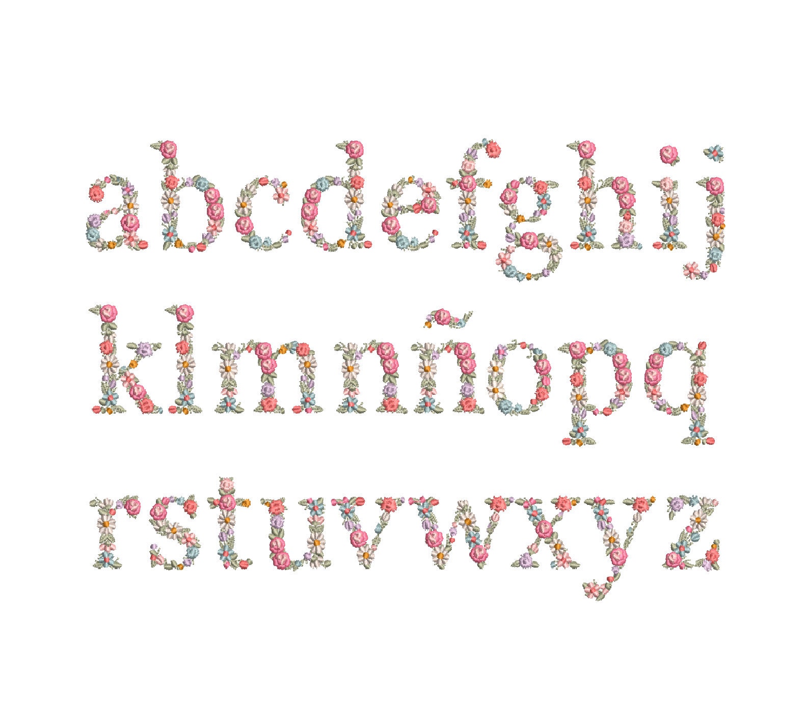 Floral Alphabet Machine Embroidery Design Small Letters With - Etsy