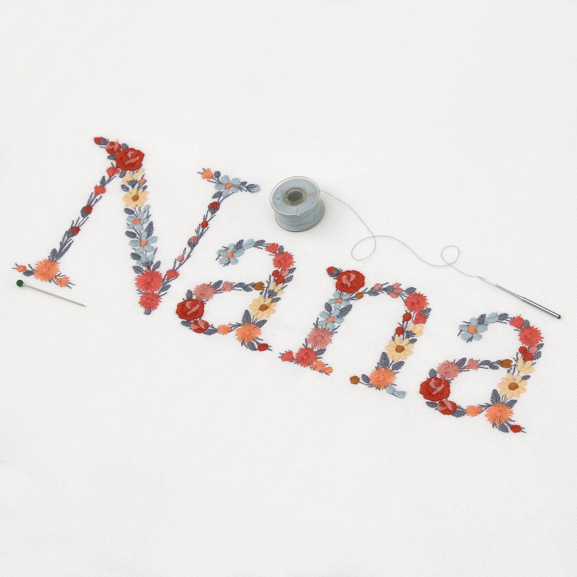 Machine Embroidery Design NANA 23cm / 8.95" Floral Letters LARGE HOOP ...