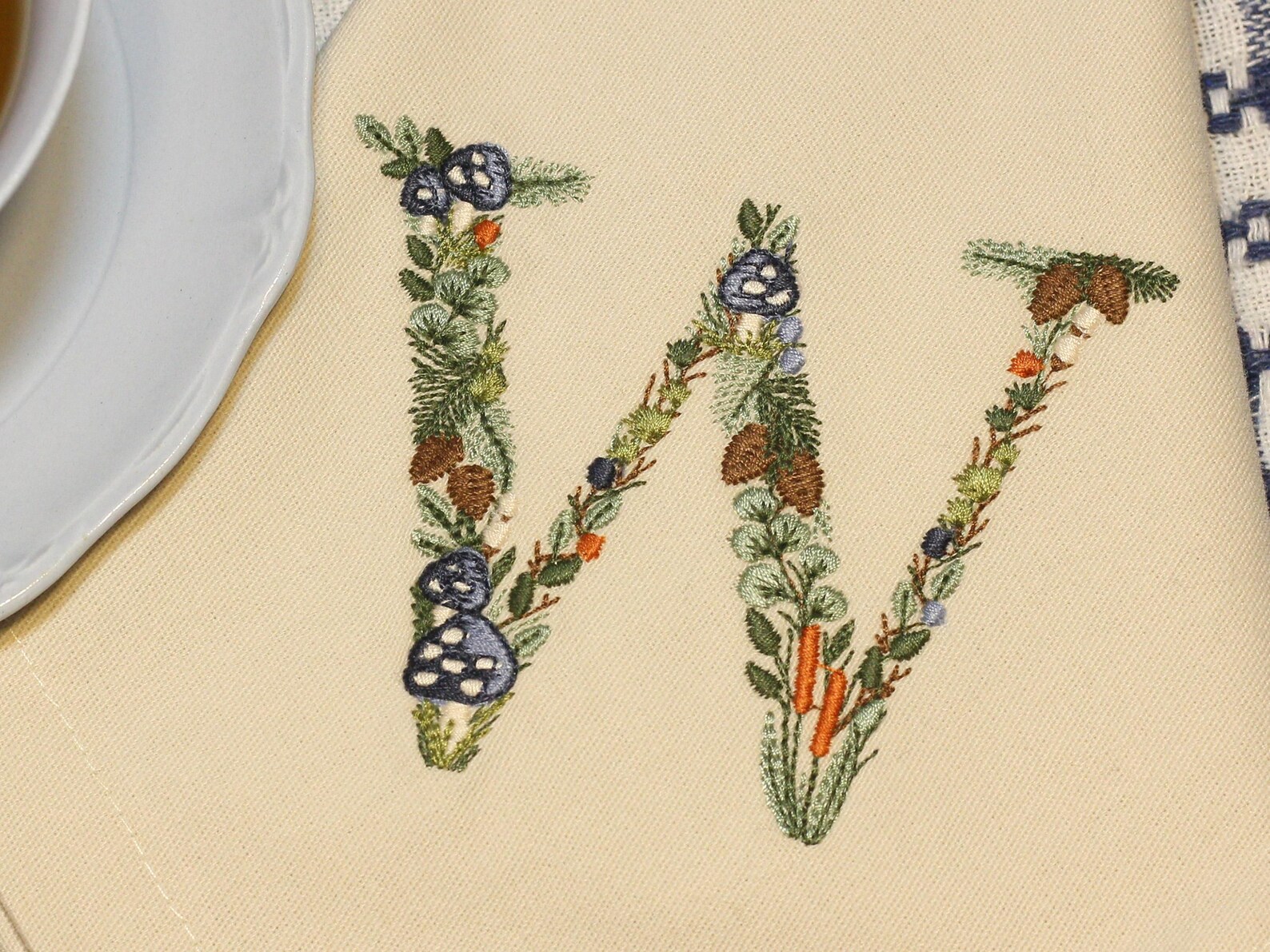 Machine Embroidery LETTER W Uppercase 3"/7,5 Cm Forest Font- Woodland ...