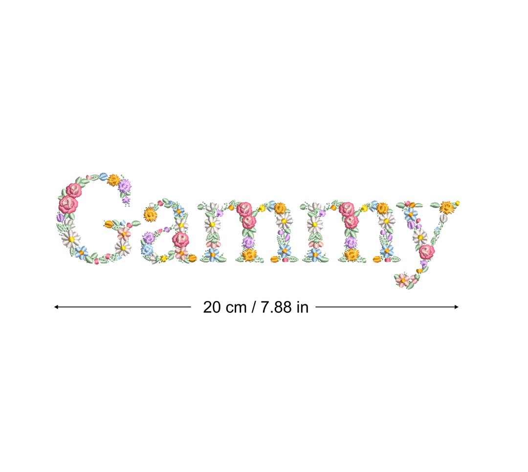 Machine Embroidery Design GAMMY in Floral Letters LARGE HOOP Dainty ...
