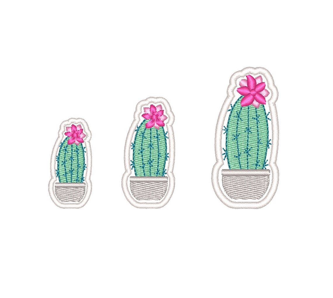 Machine Embroidery Design Small Cactus and Flower Mini - Etsy