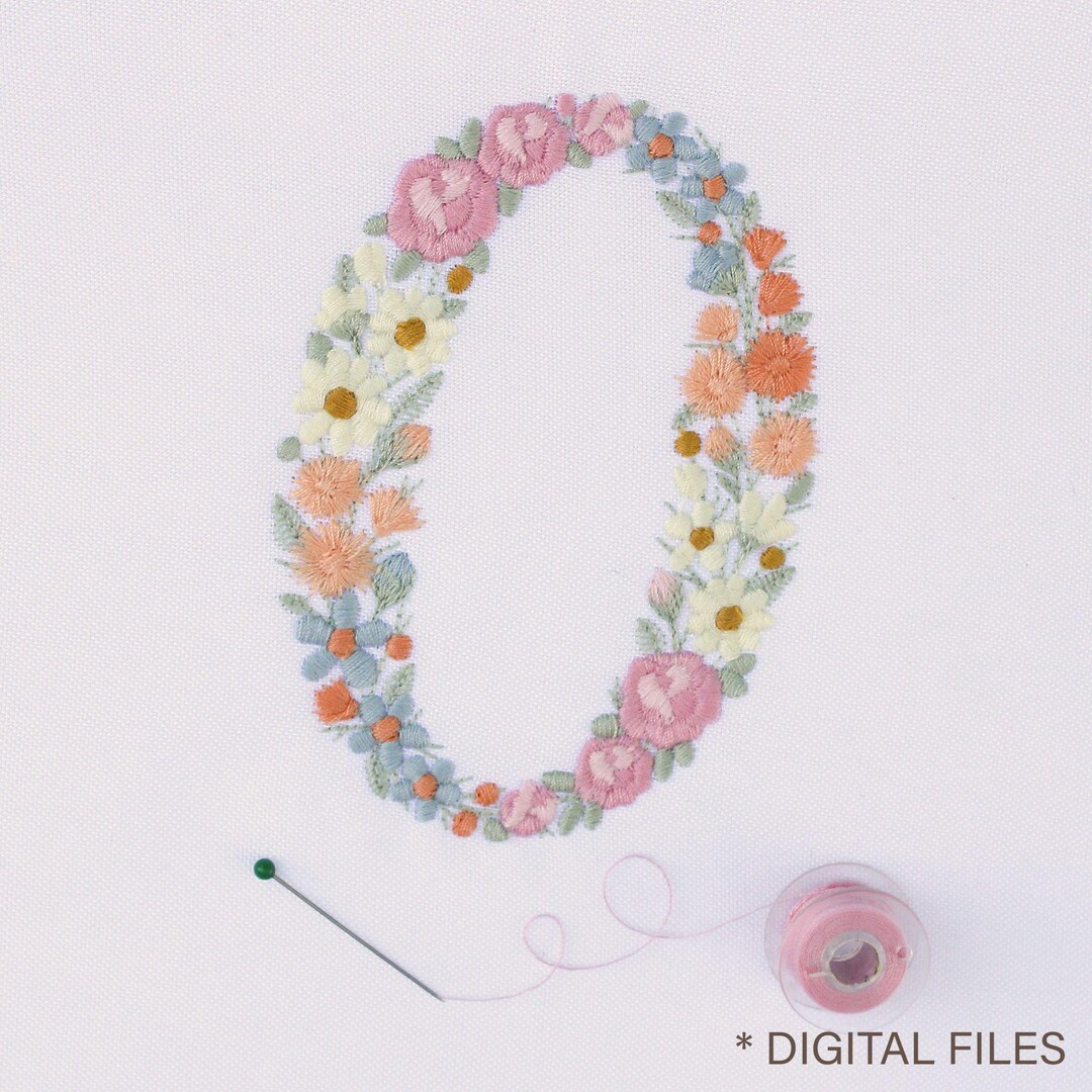 Machine Embroidery Design Heirloom NUMBER 0 Zero Dainty Floral Birthday ...